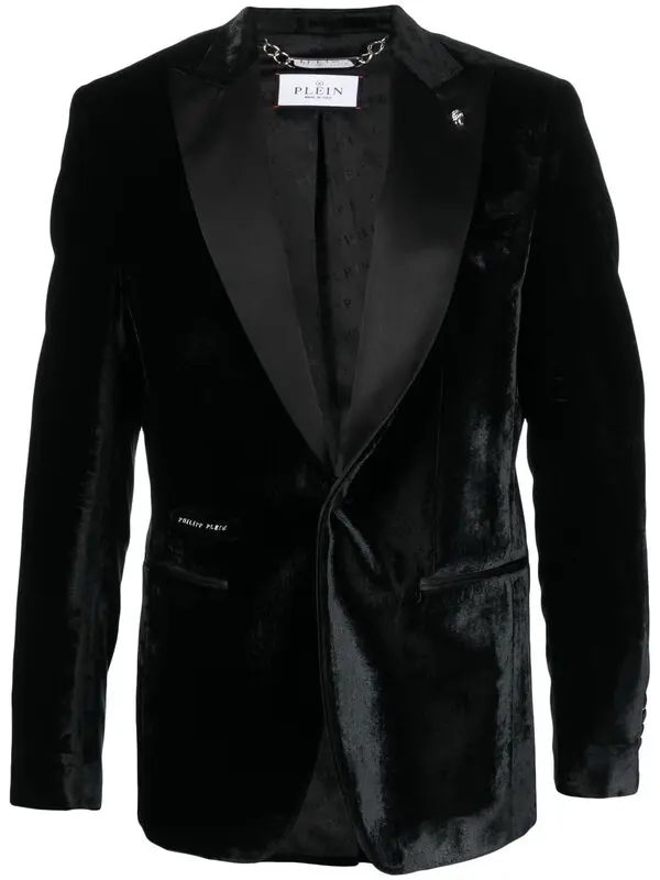 Philipp Plein Single-breasted Velvet Blazer