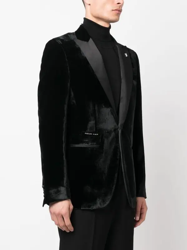Philipp Plein Single-breasted Velvet Blazer