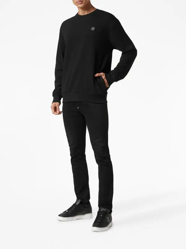 Philipp Plein Logo Print Cotton Sweatshirt - Black