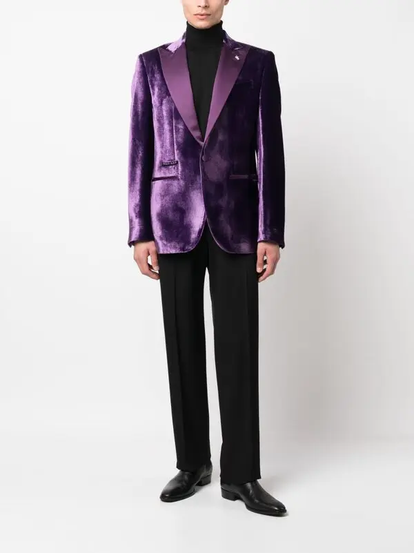 Philipp Plein Single-breasted Velvet Blazer - Purple