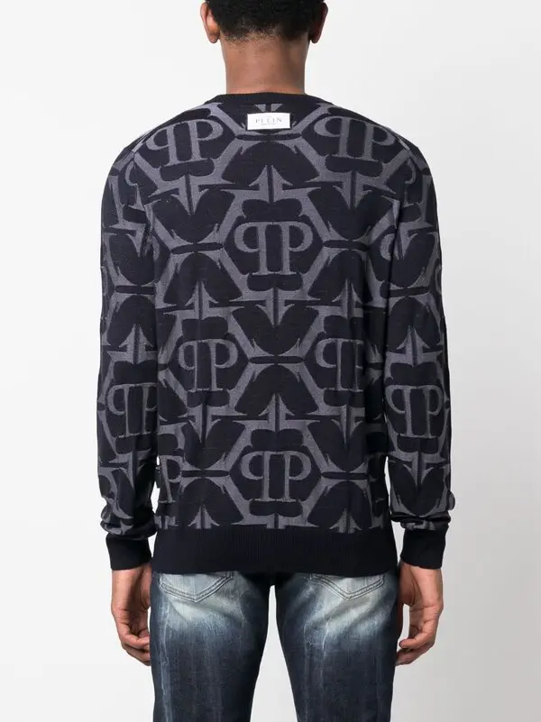 Philipp Plein Patterned Intarsia Knit Sweatshirt