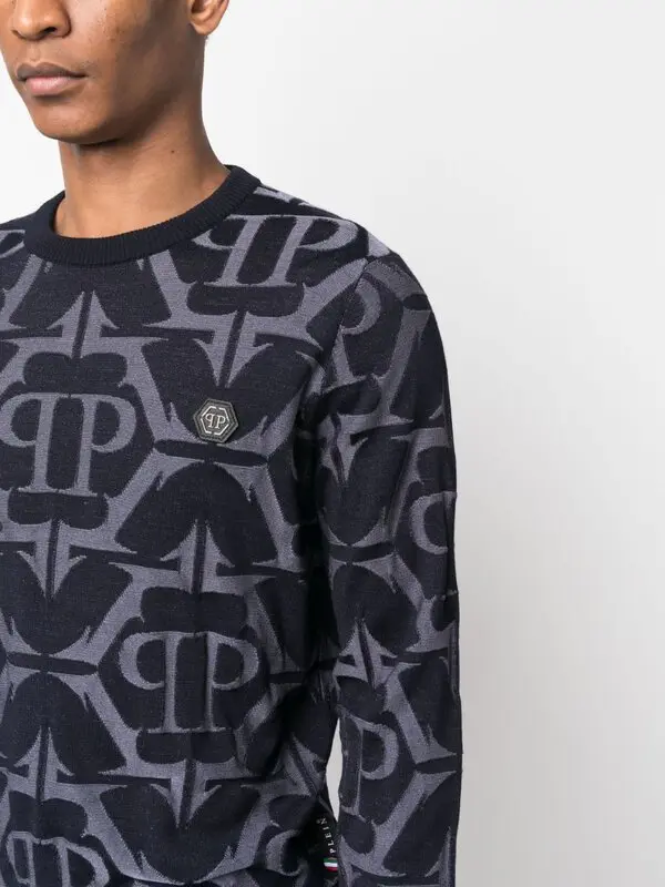 Philipp Plein Patterned Intarsia Knit Sweatshirt