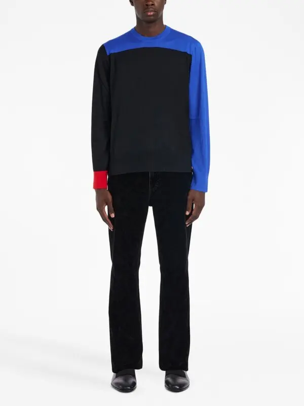 FERRAGAMO Colour-block Cashmere Jumper - Blue