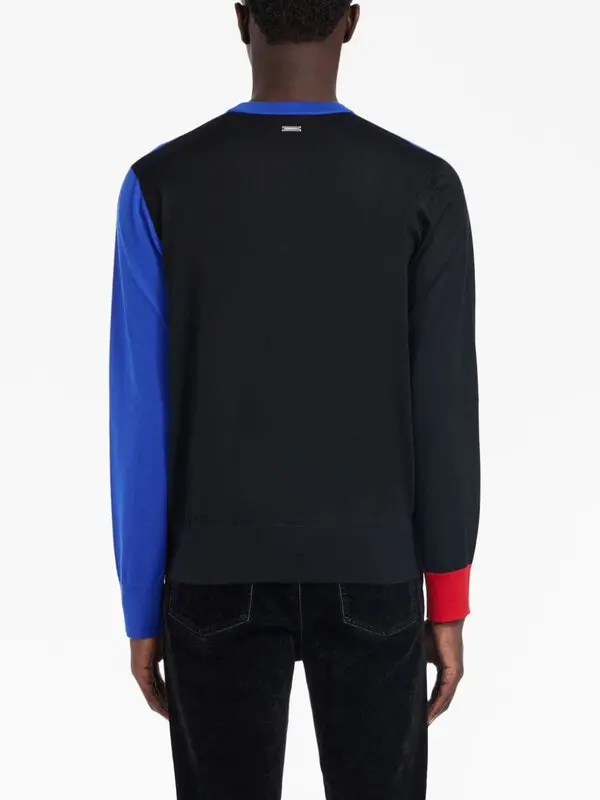 FERRAGAMO Colour-block Cashmere Jumper - Blue