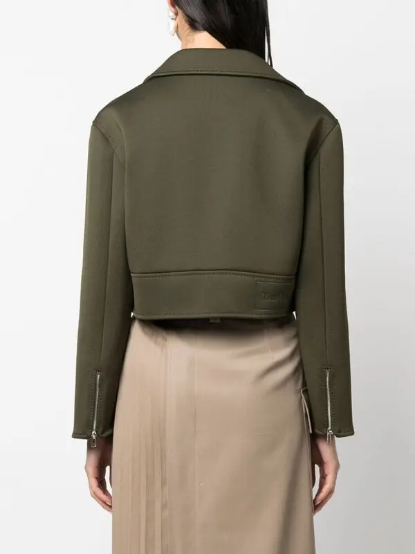 Max Mara Spezie Cropped Biker Jacket - Green | Editorialist