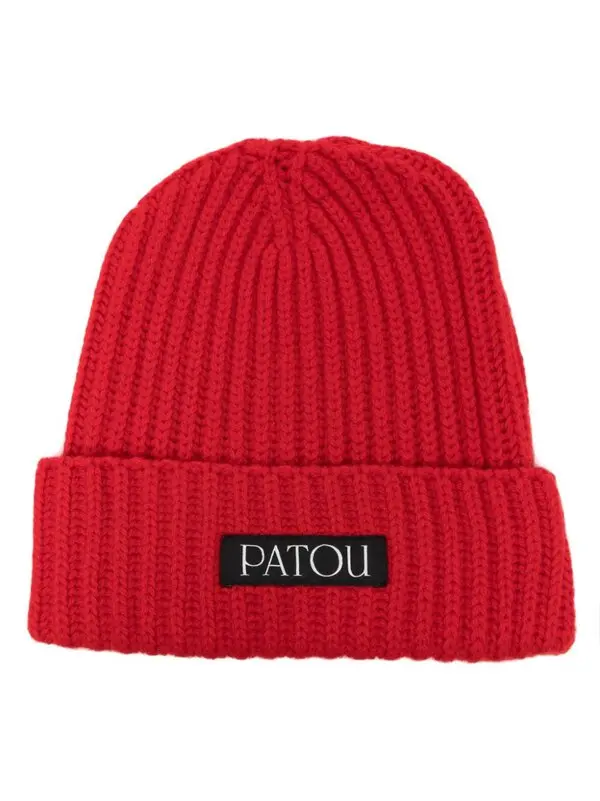 Patou Logo-patch Ribbed Beanie - Red