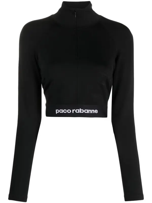 Rabanne Logo-underband Half-zip Crop Top