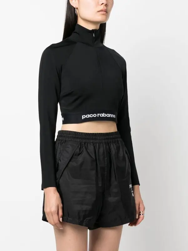 Rabanne Logo-underband Half-zip Crop Top