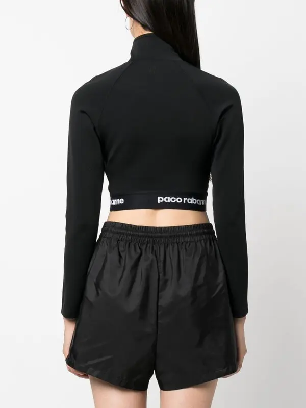 Rabanne Logo-underband Half-zip Crop Top