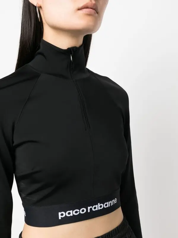 Rabanne Logo-underband Half-zip Crop Top