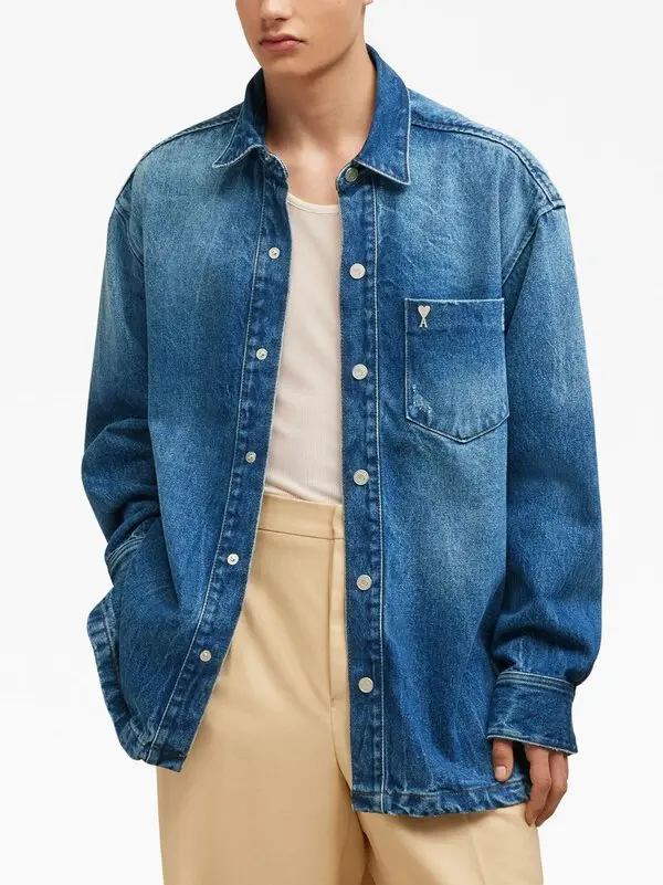AMI Paris De Coeur Denim Jacket - Blue