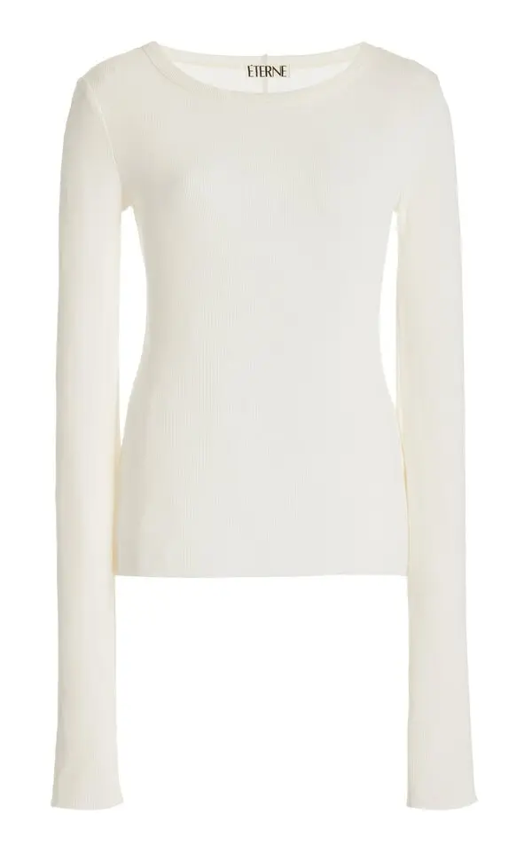 Eterne Long Sleeve Cotton-blend Top - White