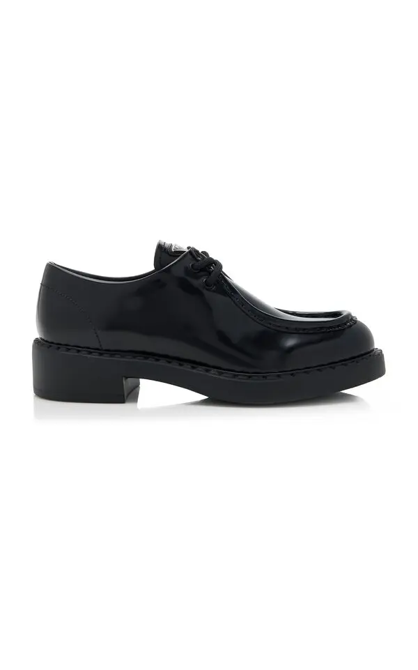 Prada Logo-detailed Leather Oxford Loafers - Black