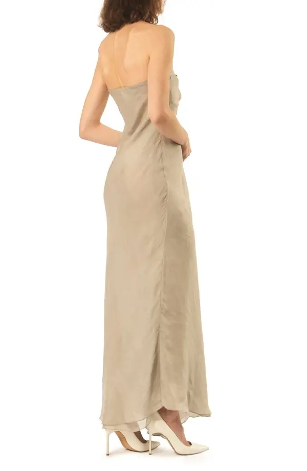 Interior Mirabel Strapless Silk Gown In Soot - 59% Off | Editorialist