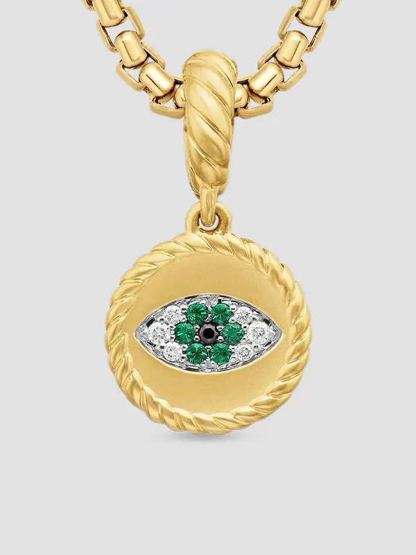 David Yurman Evil Eye Amulet In 18k - Emerald