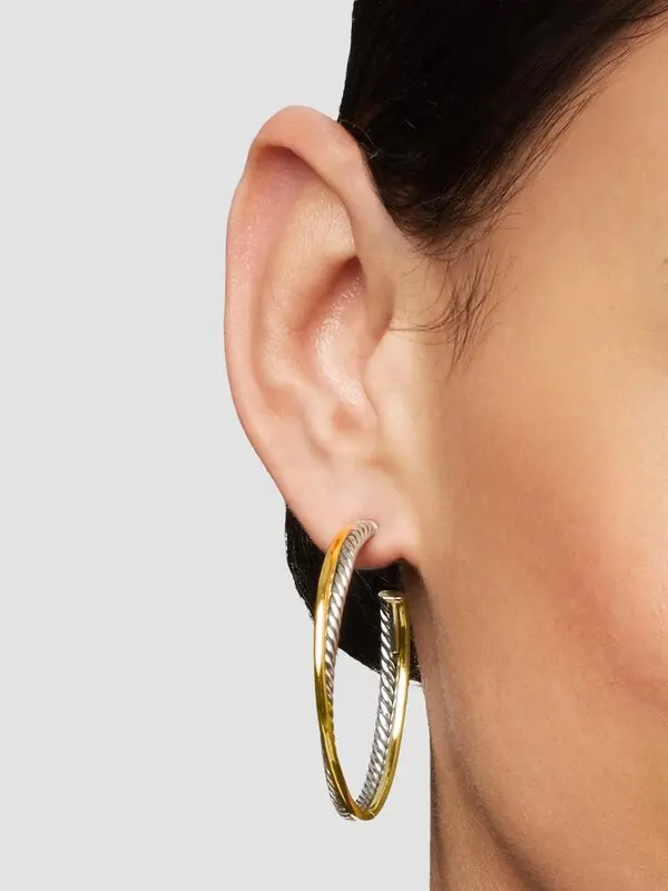 David Yurman Crossover Hoop Earrings In Sterling With 18k Yellow Gold, 44mm