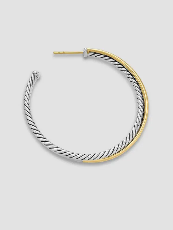 David Yurman Crossover Hoop Earrings In Sterling With 18k Yellow Gold, 44mm