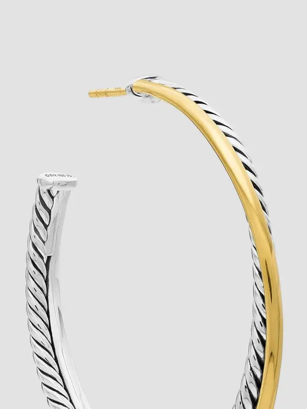 David Yurman Crossover Hoop Earrings In Sterling With 18k Yellow Gold, 44mm