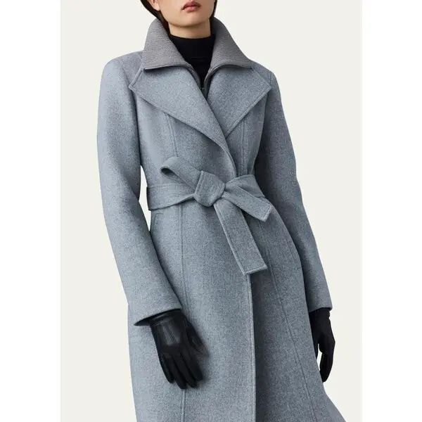 Mackage Norita Belted Wool Wrap Coat - Black