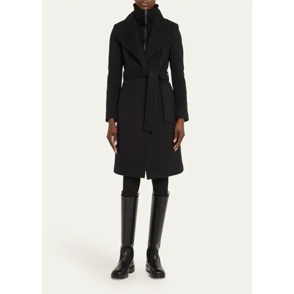 Mackage Norita Belted Wool Wrap Coat - Black