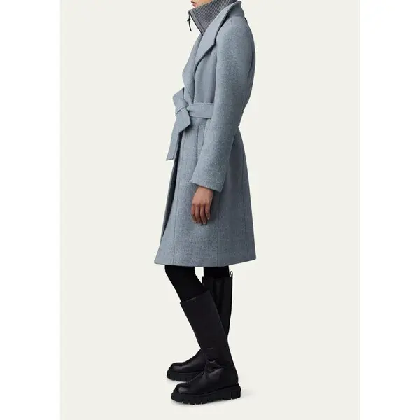 Mackage Norita Belted Wool Wrap Coat - Black