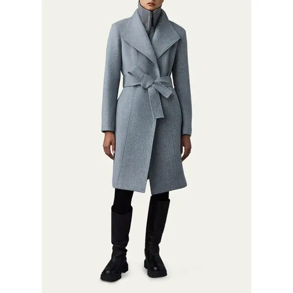 Mackage Norita Belted Wool Wrap Coat - Black