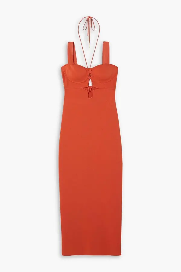 Galvan Kali Cutout Knit Midi Dress - Orange