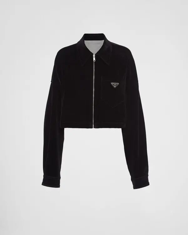 【みー】PRADA ブラック ベルベットデニムジャケット 40 Prada Velvet Denim Blouson Jacket - Black | Editorialist