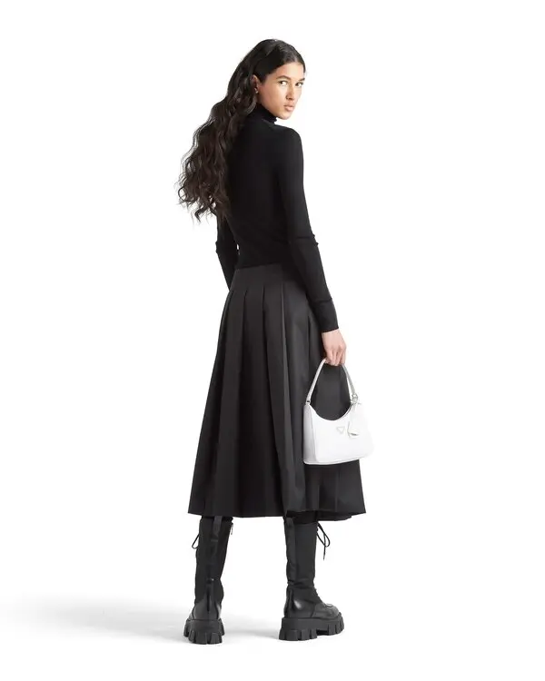 Prada Superfine Wool Ribbed Knit Turtleneck Sweater With Raglan Shoulders - Black