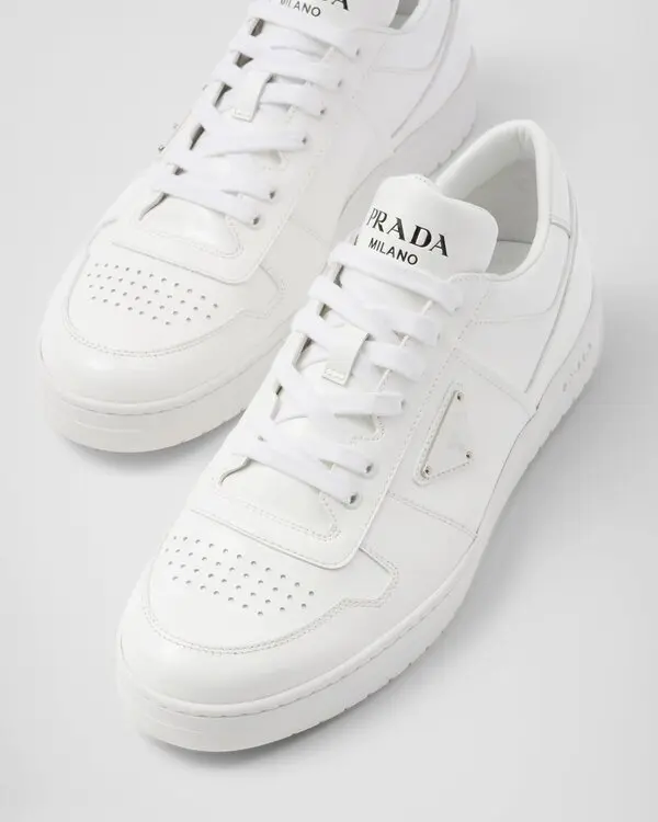Prada Downtown Patent Leather Sneakers - White | Editorialist
