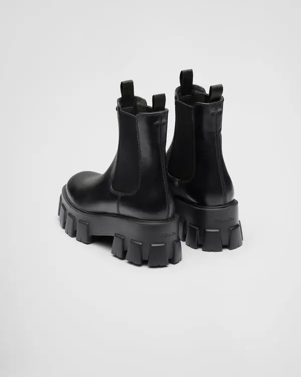 Prada Monolith Leather Chelsea Booties