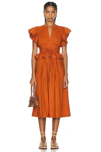 open lace back dress Ulla Johnson Rosalind Dress in Saffron