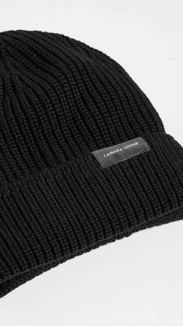 Canada Goose Ribbed Wordmark Beanie - Black - Noir