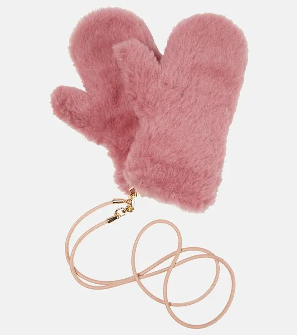 Max Mara Ombrato Teddy Mittens - Pink