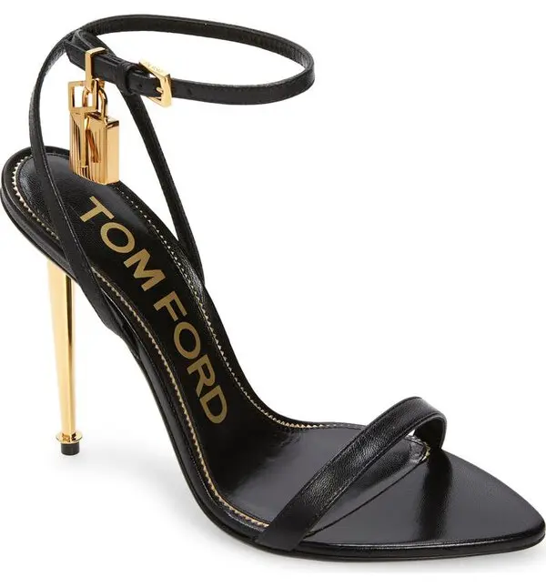TOM FORD Padlock Pointy Toe Sandal - Black