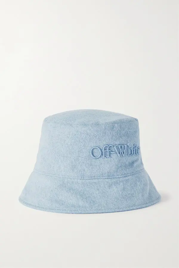 Off-White Denim Bucket Hat With Embroidered Logo Off-White Embroidered Denim Bucket Hat In Black - 71% Off  main image 3