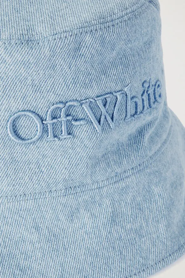 Off-White Denim Bucket Hat With Embroidered Logo Off-White Embroidered Denim Bucket Hat In Black - 71% Off  main image 2