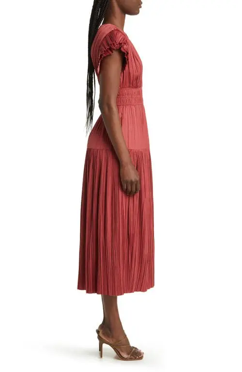 Moon River Plissé Midi Dress
