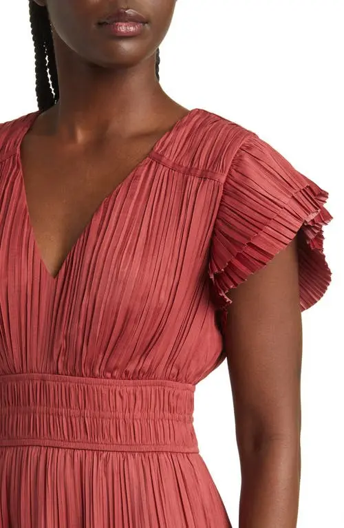 Moon River Plissé Midi Dress
