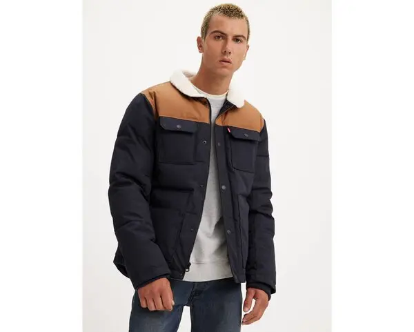 LEVI'S Quilted Woodsman Puffer Jacket - Navy Brown