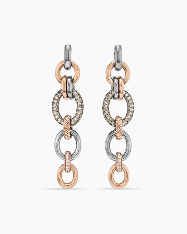 David Yurman Dy Mercer® Melange Linked Drop Earrings - Cognac Diamond/diamond