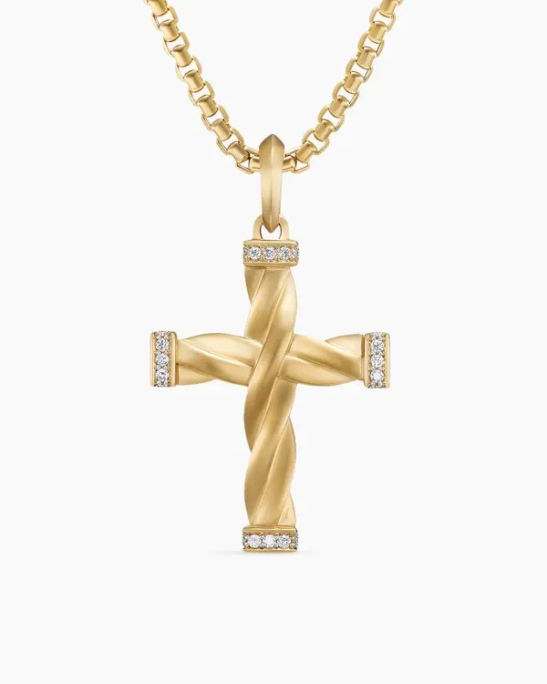 David Yurman Dy Helios™ Cross Pendant In 18k Yellow Gold - Diamond