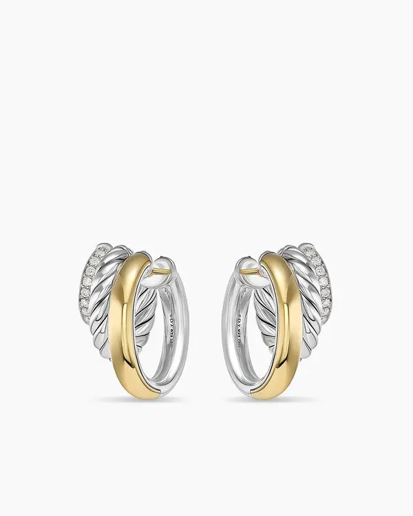 David Yurman Dy Mercer® Three Row Hoop Earrings - Diamond