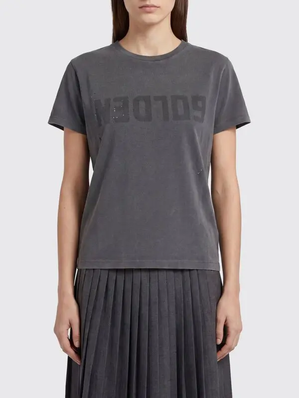 GOLDEN GOOSE Printed Logo Cotton T-shirt - Charcoal