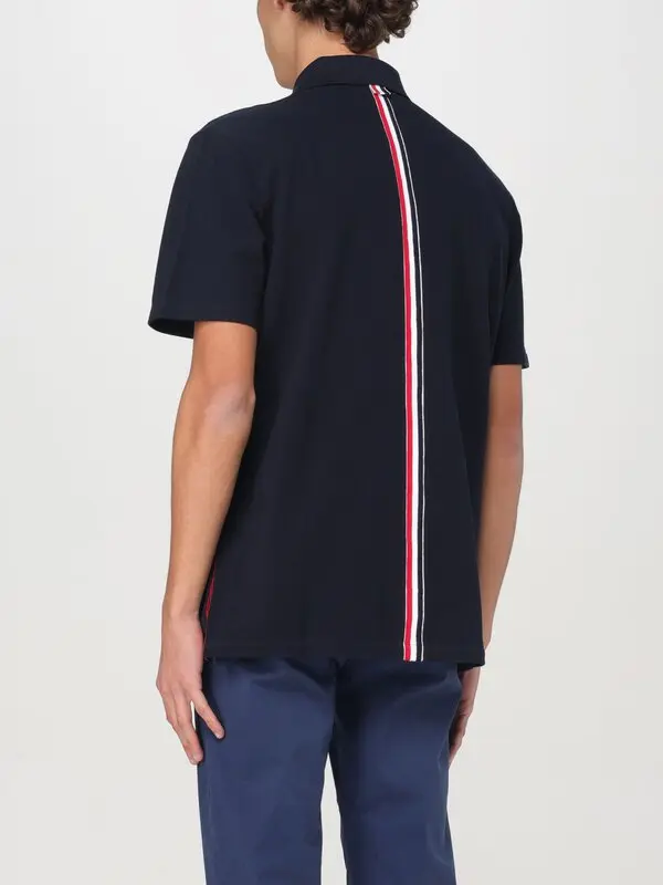 Thom Browne Cotton Piqué Polo With Logo - Blue