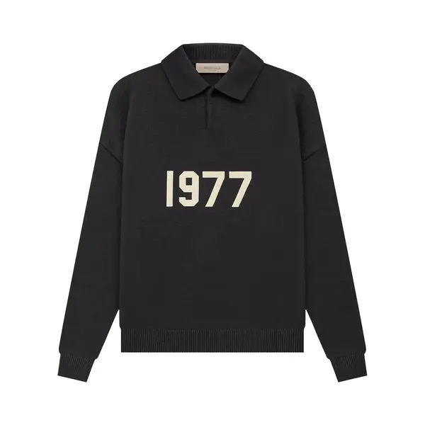Fear Of God Knit Long-sleeve Polo 'iron - Black