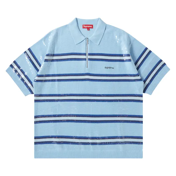 Supreme Sequin Stripe Zip Polo