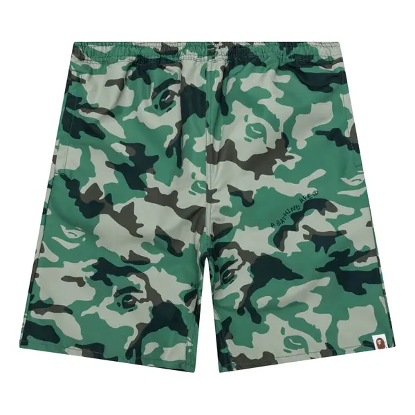 A BATHING APE Woodland Camo Beach Shorts - Green