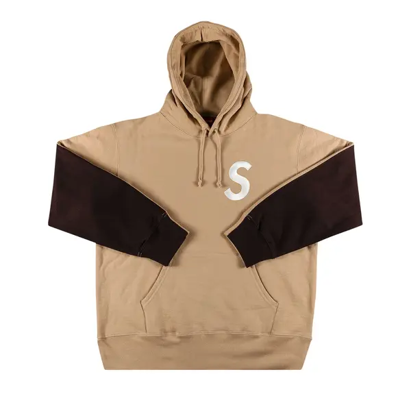 Supreme Logo Split Hooded Sweatshirt - Tan