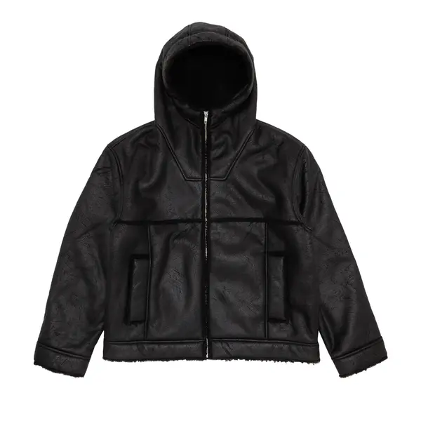 Supreme Faux Shearling Hooded Jacket - Black